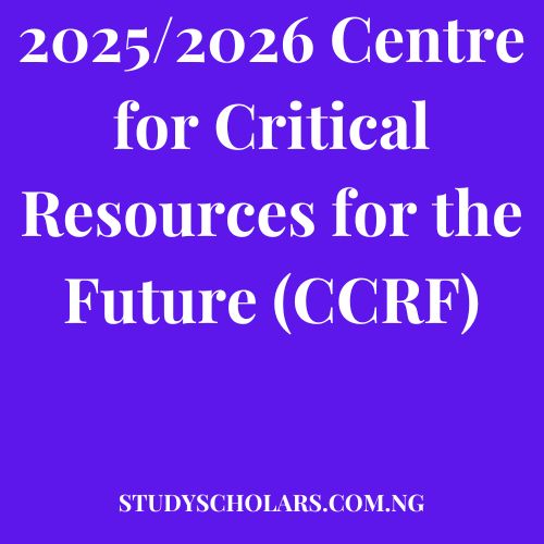 2025/2026 Centre for Critical Resources for the Future (CCRF) - Study ...