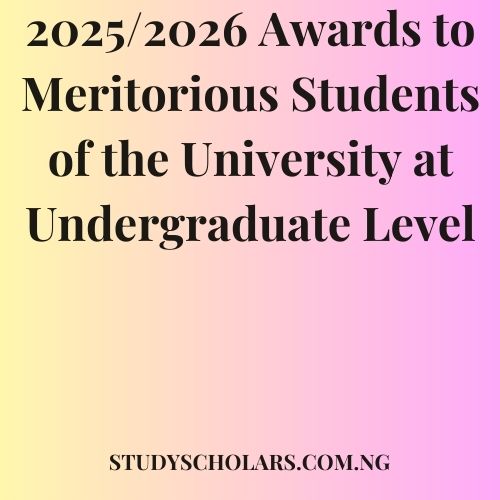 2025/2026 Awards to Meritorious Students of the University at ...