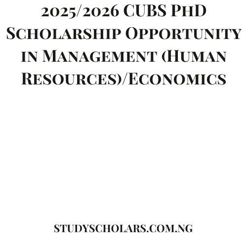 2025/2026 CUBS PhD Scholarship Opportunity in Management (Human Resources)/Economics - Study ...