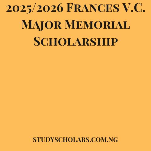 2025/2026 Frances V.C. Major Memorial Scholarship - Study Scholars